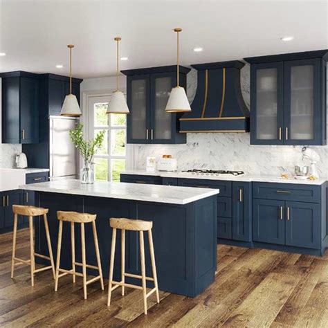 Navy Blue Shaker Kitchen Cabinets Pantry Cabinet Solid Wood Etsy Artofit