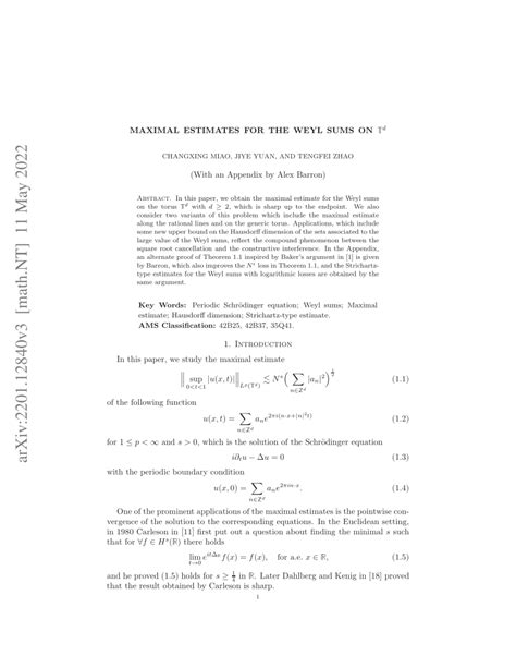 Pdf Maximal Estimate For The Weyl Sums On Mathbb T D With An