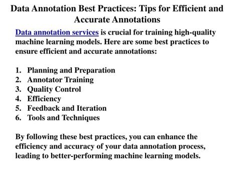 Ppt Data Annotation Best Practices Tips For Efficient And Accurate Annotations Powerpoint