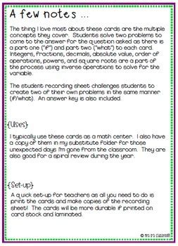 Algebra If What Task Cards Freebie By Mrs D S Classroom TpT