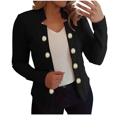 Blazers For Women Business Casual Fashion Fall Open Front Long Sleeve Button Solid Suit Jackets