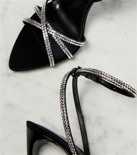 Ava 105 Embellished Satin Sandals In Black Saint Laurent Mytheresa