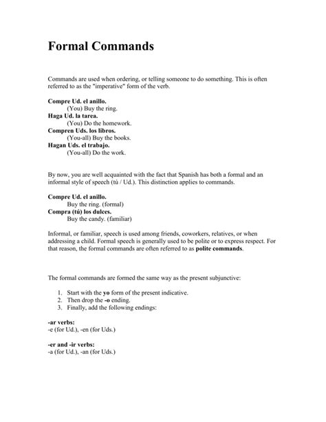 Formal Commands