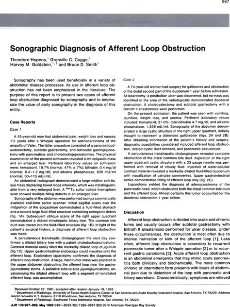 Sonographic Diagnosis Of Afferent Loop Obstruction Ajr