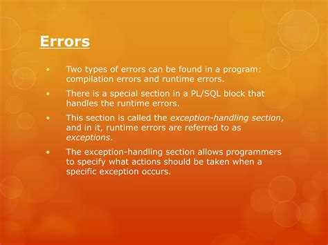 Different Kinds Of Exception In Dbms Pptx
