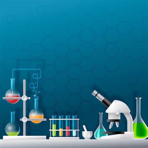 An Image Of Science Lab Scene With Flasks And Test Tubes