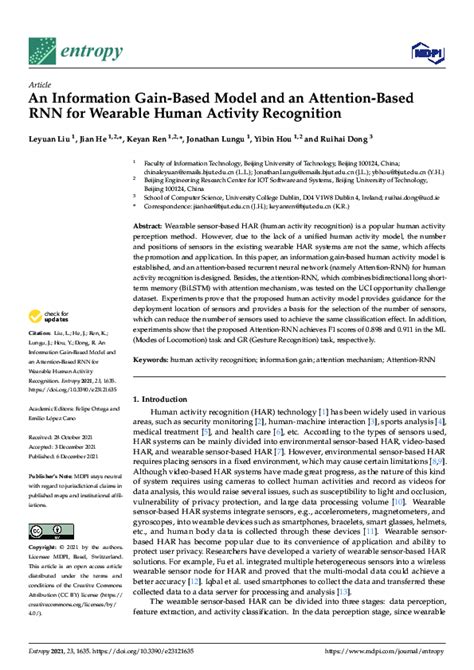 Pdf An Information Gain Based Model And An Attention Based Rnn For Wearable Human Activity