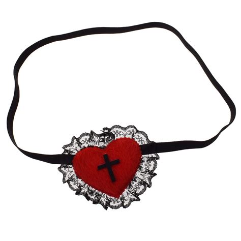 Gothic Girls Red Heart Black Cross Eyepatch Cosplay Eye Patch