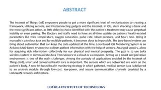 IOT BASED PATIENT HEALTH AND TEMPERATURE MONITORING SYSTEM USING ESP LORA MODULE PPT