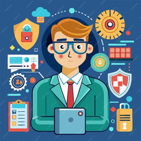 Information Security Analyst Vector Character Flat Style Illustration