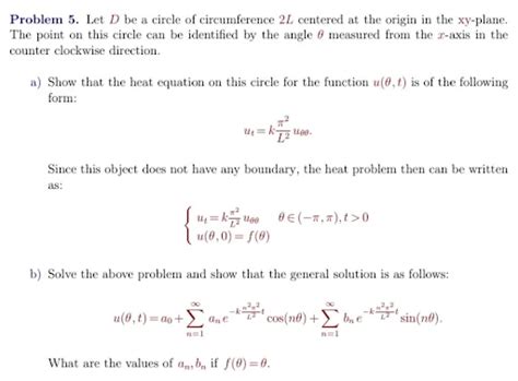 Problem 5 Let D Be A Circle Of Circumference 2l Centered At The Origin I