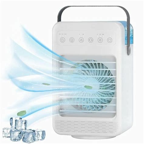 휴대용 에어컨 쿨러 120° 진동 증발식 개인용 에어 쿨러 4가지 풍속 Led 조명 2가지 스프레이 가습 티몬