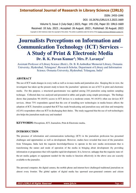 Pdf Journalists Perceptions On Information And Communication