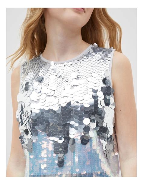 Seed Heritage Sequin Shell Top In Silver Myer