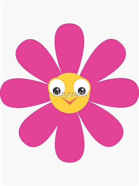 Cute Flower Face Sticker Sticker By Kittycrafts Redbubble