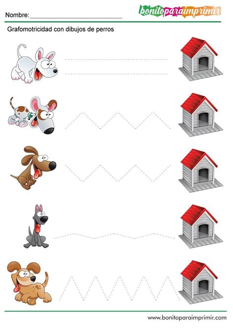 grafomotricidad con dibujos de perros bonito para imprimir 9a2