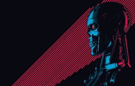 Обои Минимализм Рисунок Фон Арт Art Robot Terminator Терминатор
