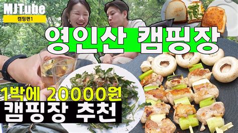 먹방 브이로그 영인산 캠핑장 캠핑 요리 아산 캠핑장 캠핑장 추천 닭꼬치 화이트 와인 안동 소주 양송이 버섯