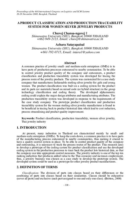Pdf A Product Classification And Production Traceability System For Women Silver Jewelry Products