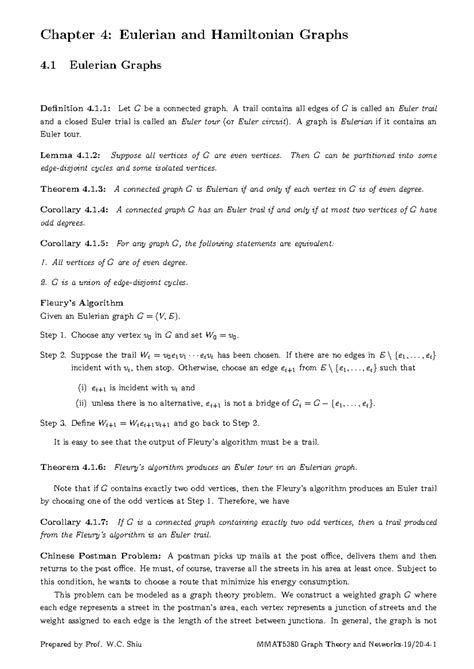 Graph 4 Lecture 4 Chapter 4 Eulerian And Hamiltonian Graphs 4 Eulerian Graphs Definition 4