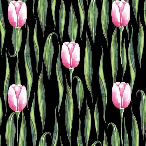 Premium Vector Watercolor Tulips Seamless Pattern Vectorx9