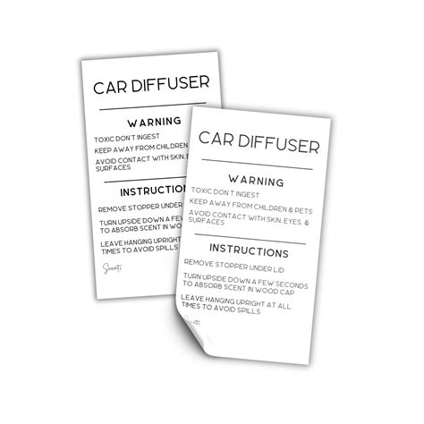 Car Oil Diffuser Vent Warning Labels And Instruction Stickers 250 Per