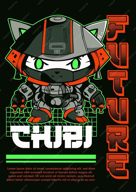 Premium Vector Chibi Mecha Illustration Vector Streetwear Apparel Design