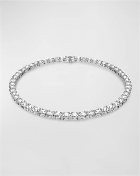 Swarovski Gema Rhodium Tone Mix Cut Multicolor Statement Necklace
