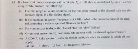 If A Baseband Binary Message With A Bit Rate R