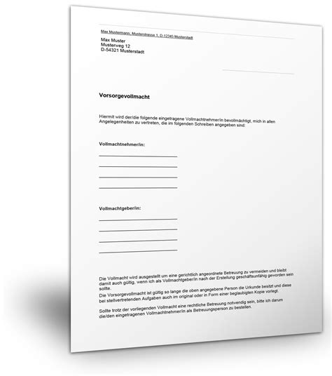 Allgemeine Vollmacht Formular Pdf