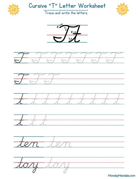 10 Cursive T Worksheets Free Letter Writing Printables