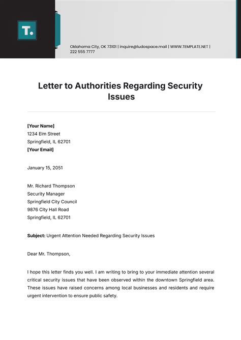 Free Security Letter Templates Editable And Printable