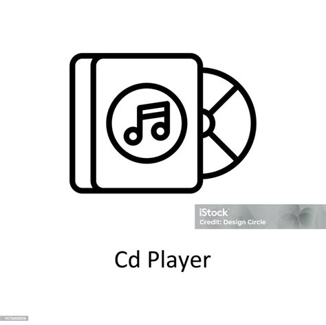 Cd プレーヤーのベクター画像アウトライン アイコン デザインイラスト白い背景に音楽記号 Eps 10 ファイル 1900～1909年の