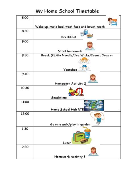 Home School Timetable Pdf