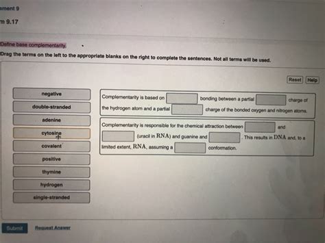 Solved Ment 9 M 9 17 Define Base Complementarity Drag The