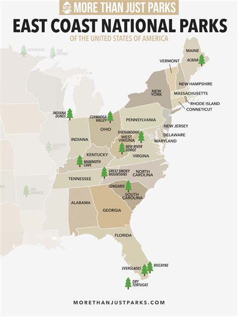 Printable National Parks Mapeast Coast National Parks Map
