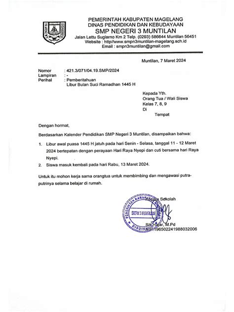 Surat Pemberitahuan Orang Tua Siswa Pdf