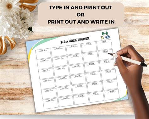 Day Fitness Challenge Printable Home Workout Planner Editable PDF