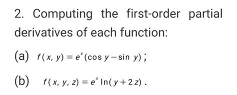 Solved Computing The First Order Derivatives Of Each