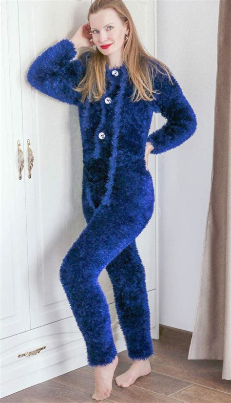 Blue Decofur Catsuit Pajama Fuzzy Bodysuit Ready To Ship Size M L