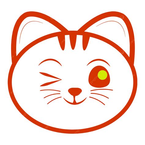A Cute Cat Head With Wink Face Cat Head Cat Icon Line Art Png