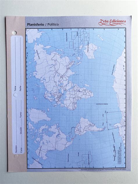 Tr Unfante Mapa Pol Tico N Planisferio Planisphere Political Map The