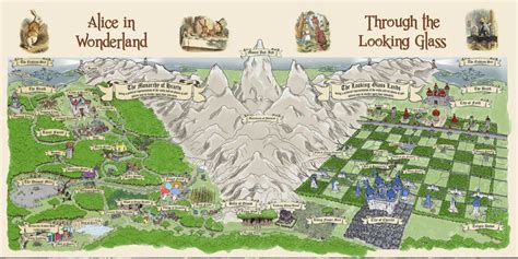 Wonderland And Looking Glass World Map In 2025 Alice In Wonderland