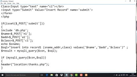 php insert data to mysql using php youtube