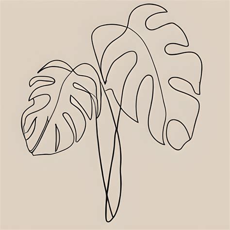 Vintage Elegant Monstera Plant Sketch · Creative Fabrica