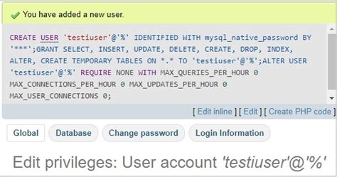 Managing User Accounts In Phpmyadmin
