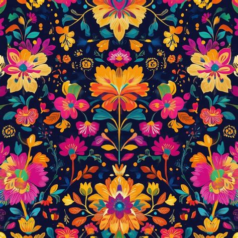 Hispanic Heritage Month Pattern Floral Motifs With Cultural