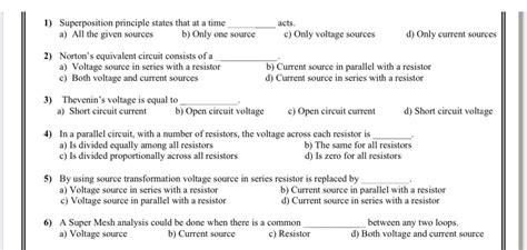 Solved 1 Superposition Principle States That At A Time A Chegg Com