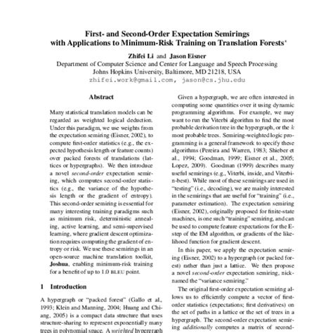 First And Second Order Expectation Semirings With Applications To Minimum Risk Training On