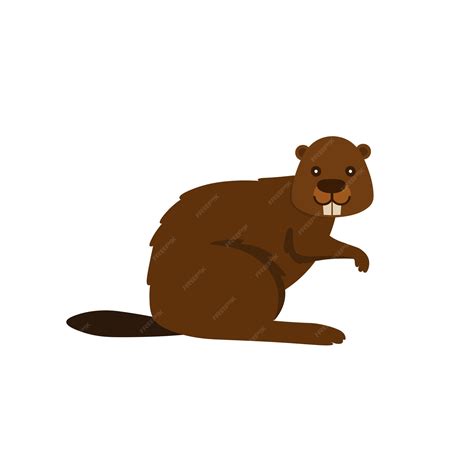 Cartoon Biber Auf Weißem Hintergrund Flache Cartoon Illustration Für Kinder Premium Vektor